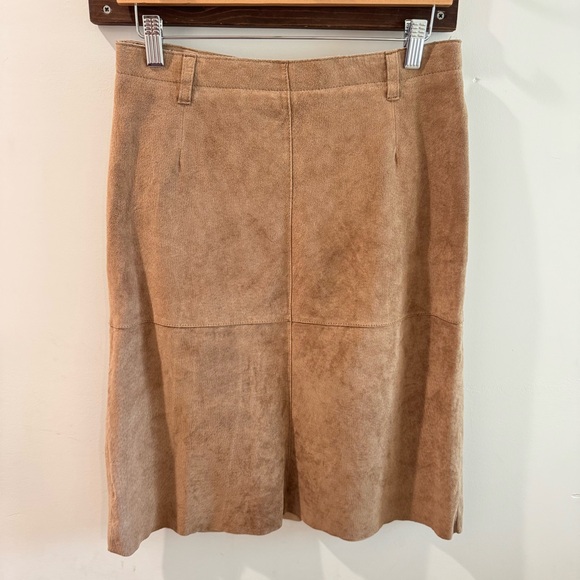 Vintage | Skirts | Vintage Issac Mizrahi Tan Suede Leather Midi Skirt ...